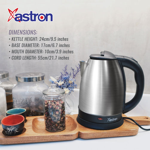 Astron 1.8L Electric Kettle/Espresso Pot (Silver) — Astron Appliances PH